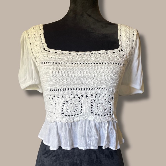 Tops | Sim And Sam Crocheted And Smock Top | Poshmark